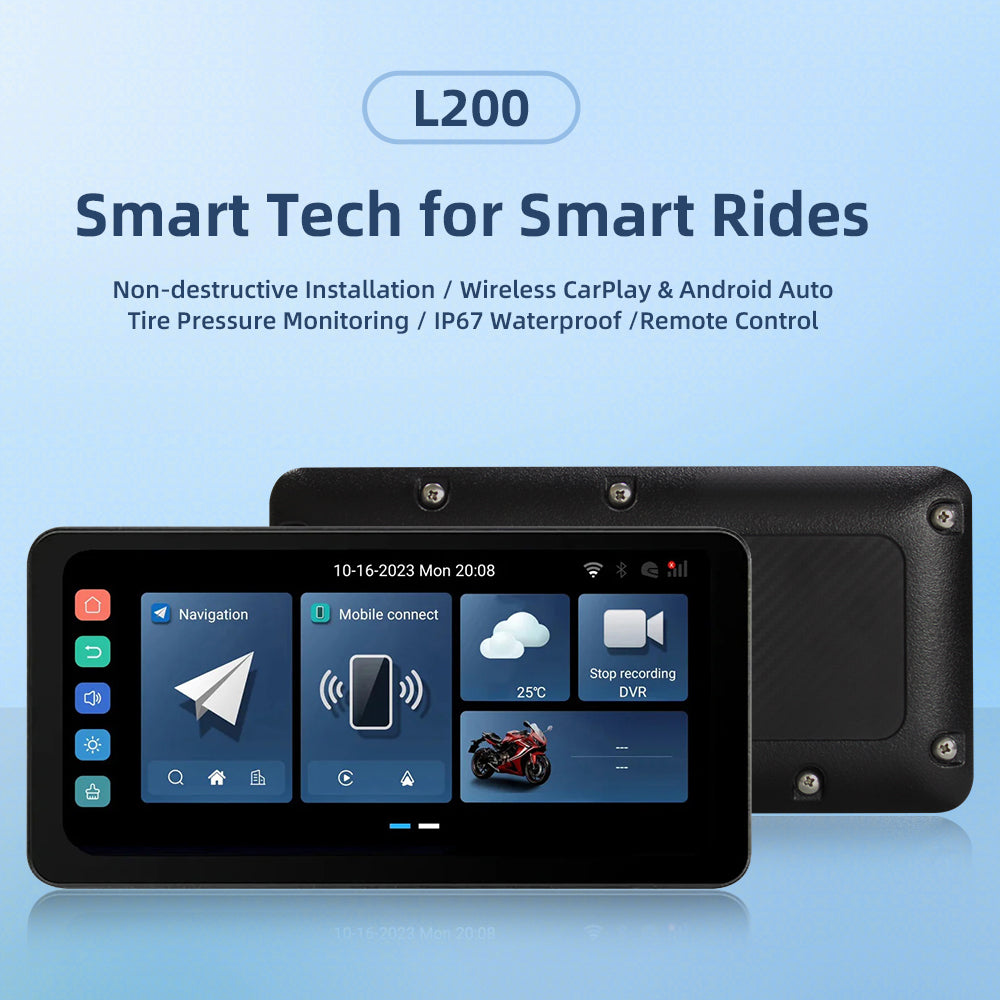 OneCarStereo Motorcycle Display L200 | Wireless Carplay & Android Auto