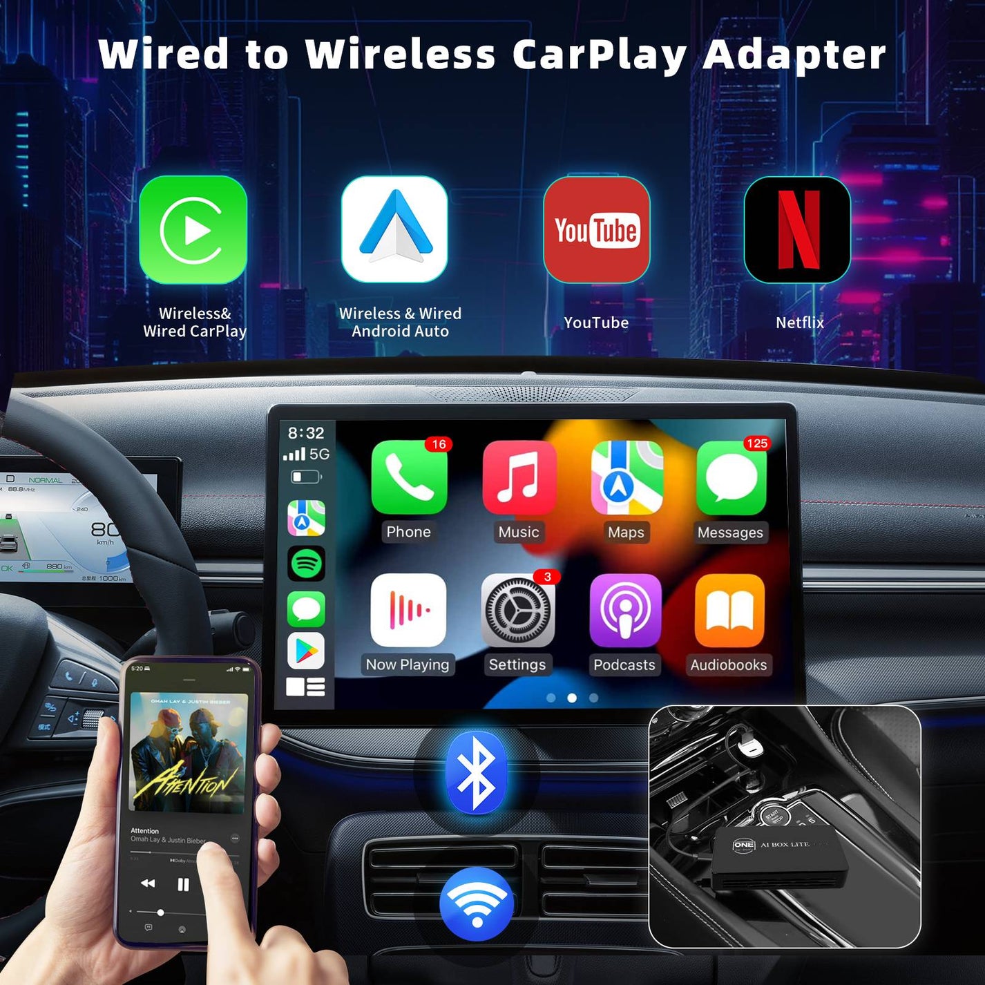 One Car Stereo AI Box Lite – Go Wireless with Ease