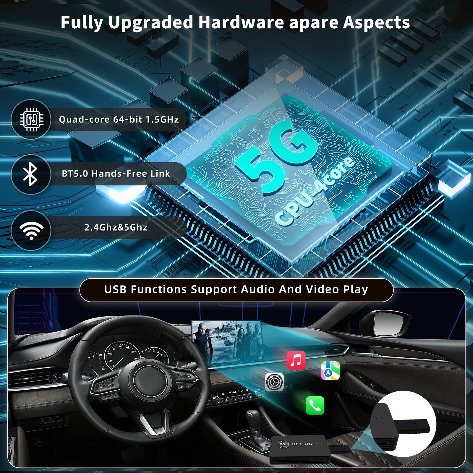 One Car Stereo AI Box Lite – Go Wireless with Ease